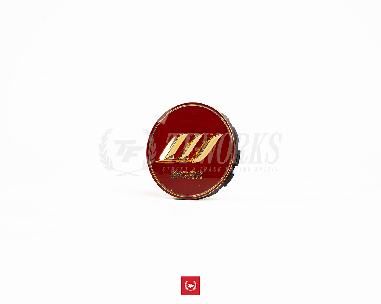 Work Wheels VS Flat Type Center Cap - Red / Gold - Touge Factory