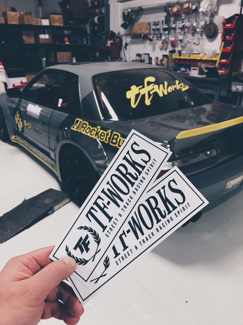 Matte white, touge factory, TF-Works Sticker, Laurel