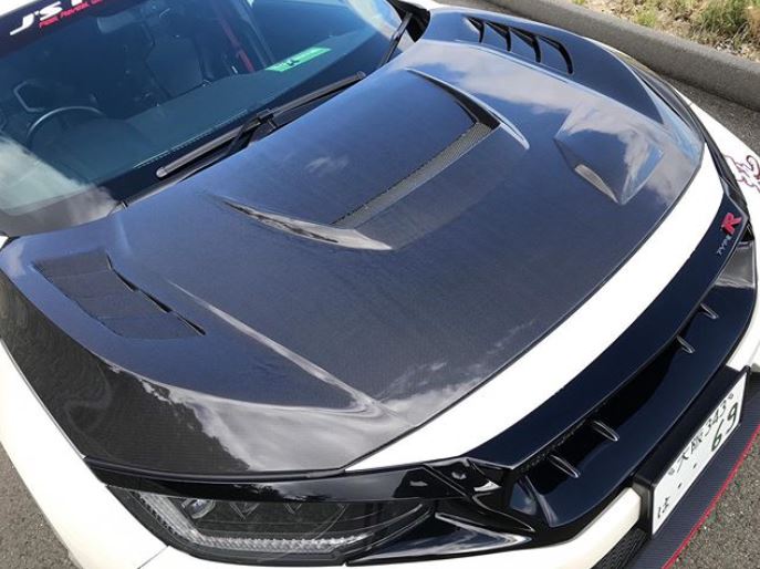 J's Racing, Type V Aero, Hood, FK8, Honda,Civic, Type R, Carbon Fiber ...