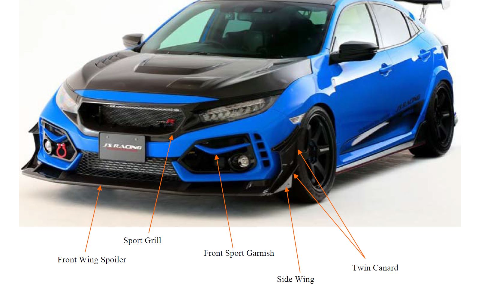 J's Racing Honda Civic Type -R Front Wing Spoiler - Carbon - Touge Factory