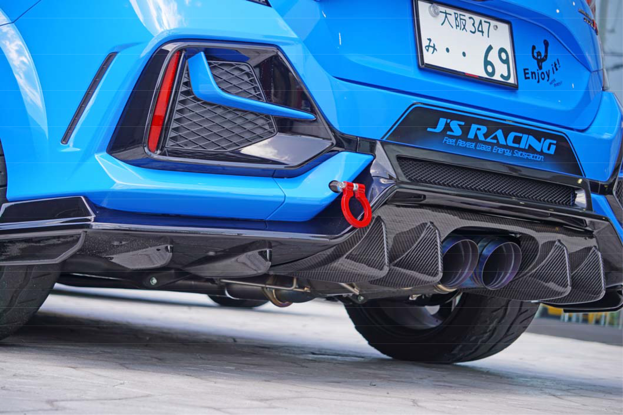 J's Racing FK8 rear diffuser carbon