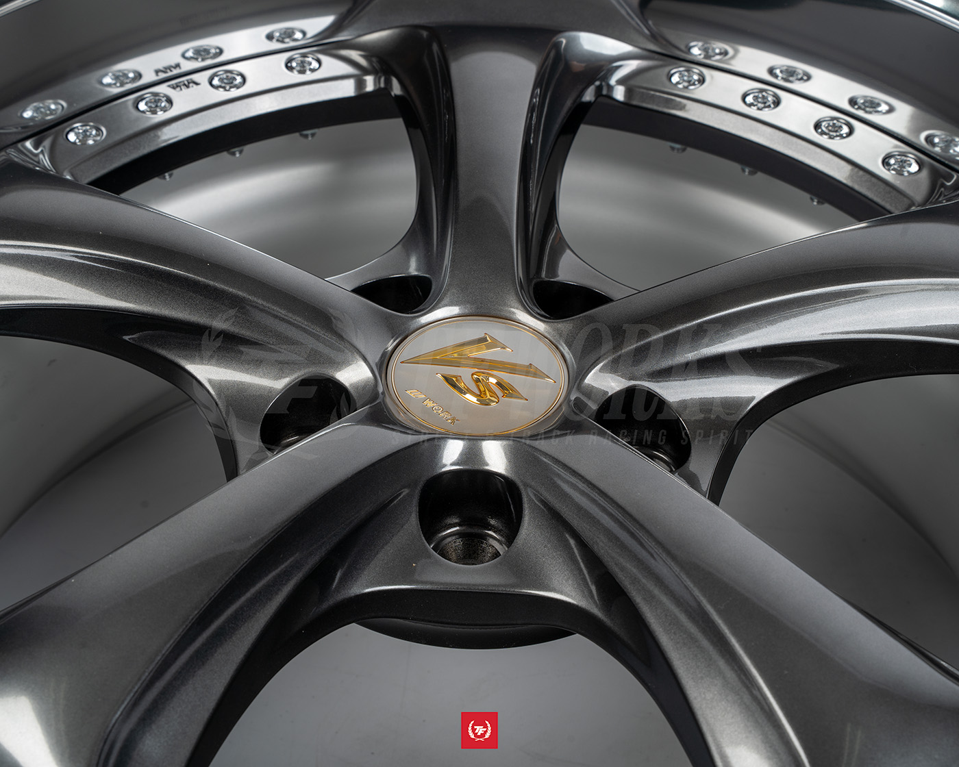Work Wheels VS Flat Type Center Cap - Black / Gold - Touge Factory