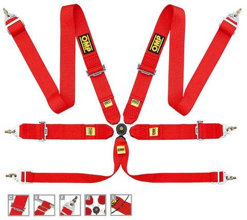 OMP 6 Point Safety Racing Harness - Touge Factory