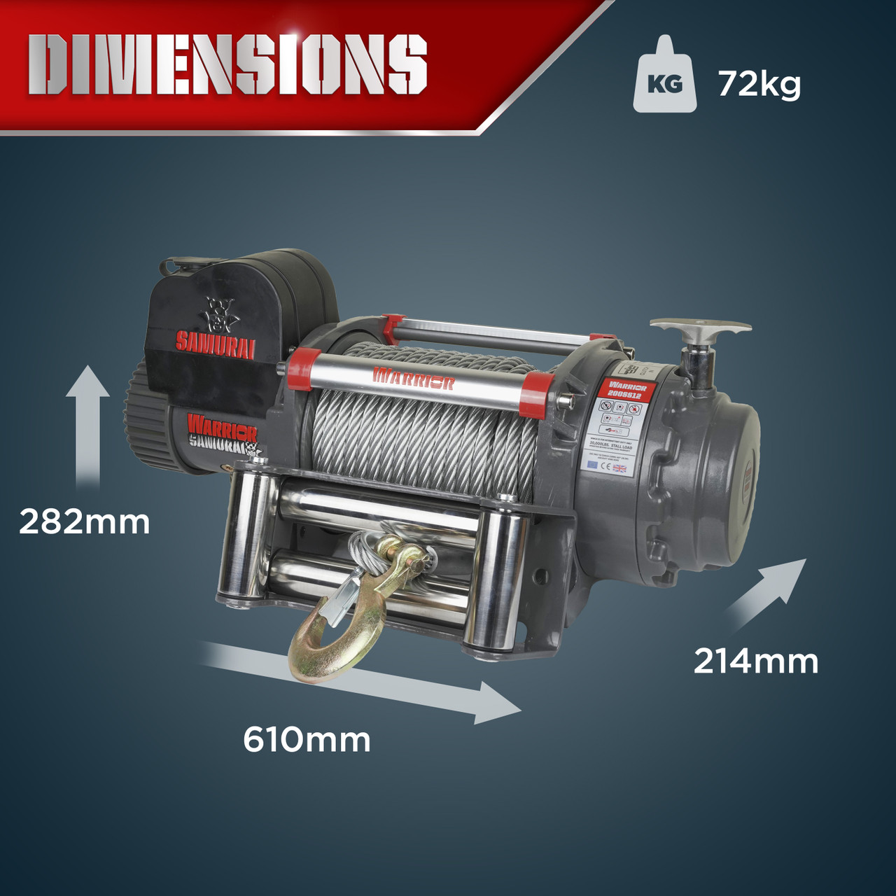 WARRIOR SAMURAI 20000 24V ELECTRIC WINCH