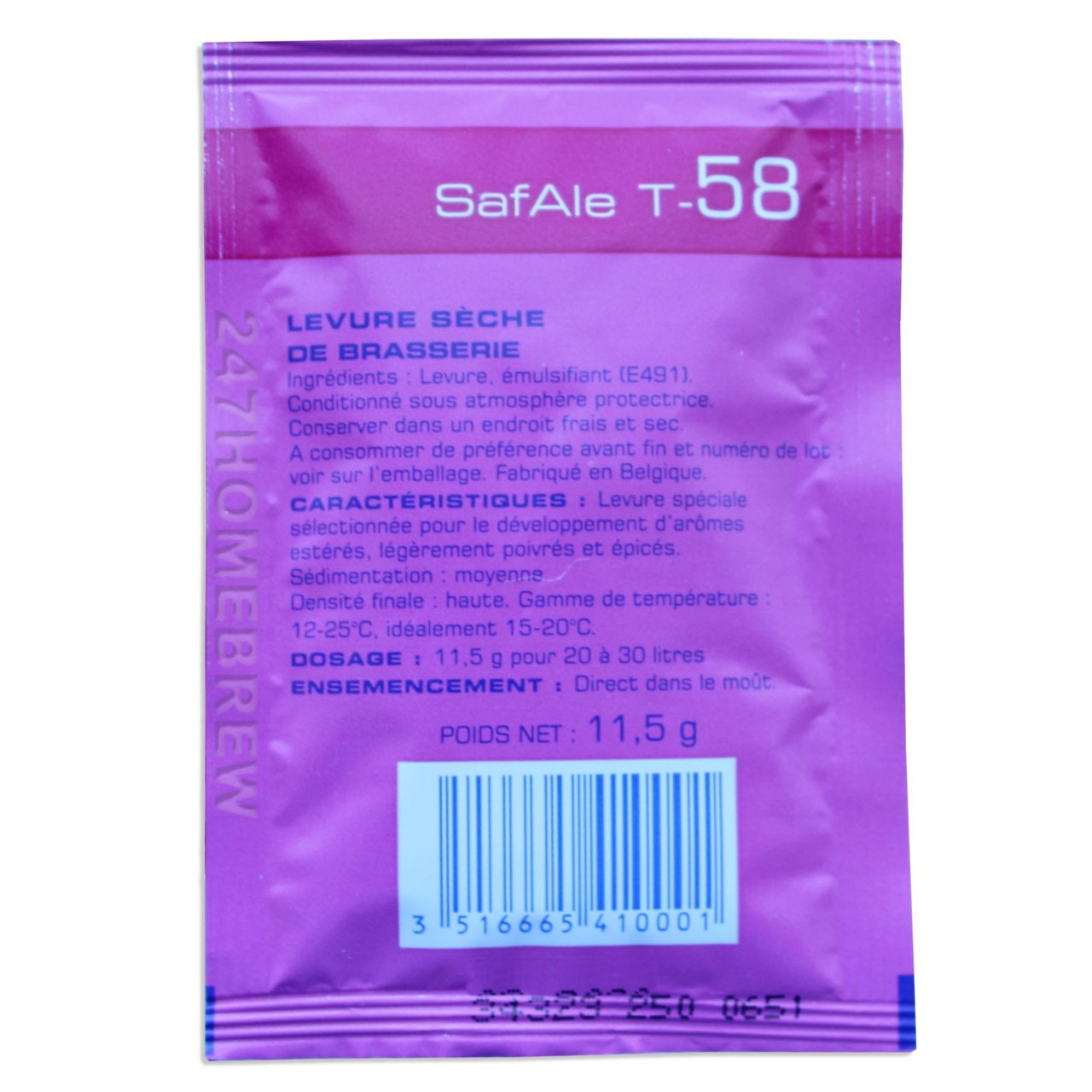 Fermentis Safbrew T58 Beer Yeast Belgian Trappist style ales 11.5g 20-30L