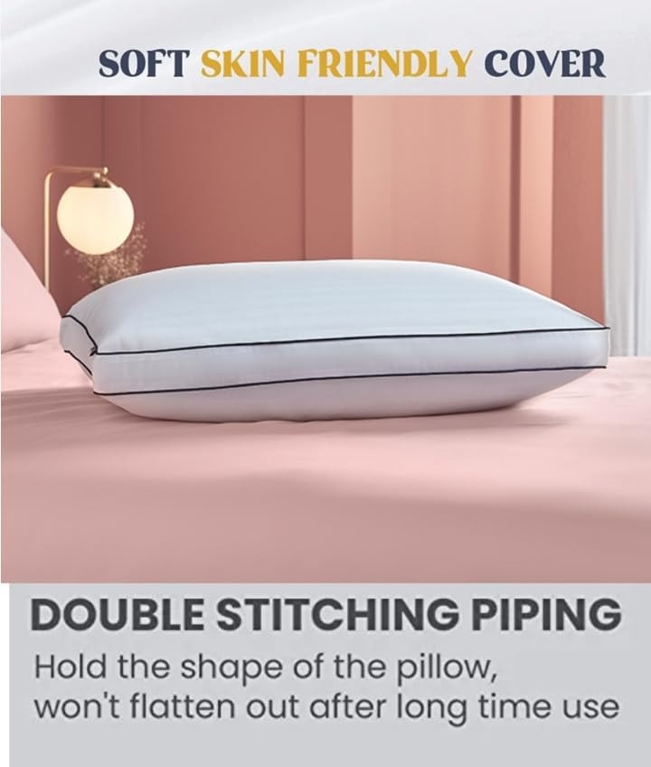 Double Pipping Design Bed Cotton Pillows for Migraine & Neck Pain ...