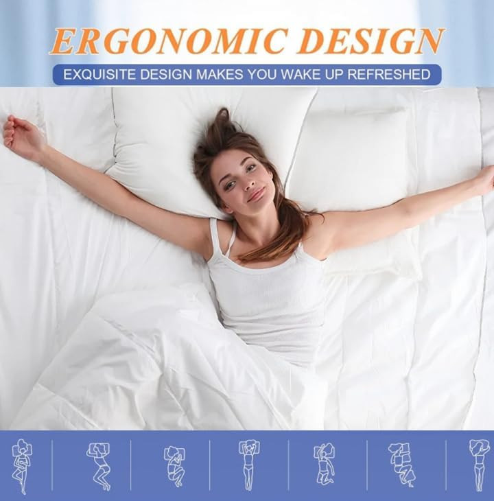 (1 Pack) Soft, Smooth and Noiseless Feel Piping Design Bed Pillows Give ...