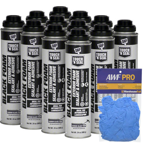 DAP Touch N' Seal Black Spray Foam Sealant - 24oz Cans & Nitrile Gloves