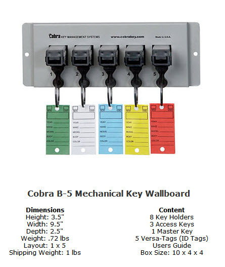 Cobra Key System Wall Board | Cobra Key | Key Control | Dealership Key ...