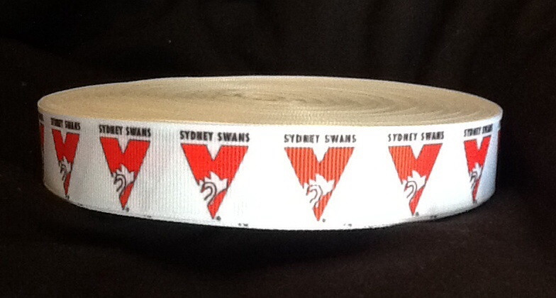 1 Metre AFL SYDNEY SWANS FOOTBALL Grossgrain 22mm Ribbon - For Craft ...