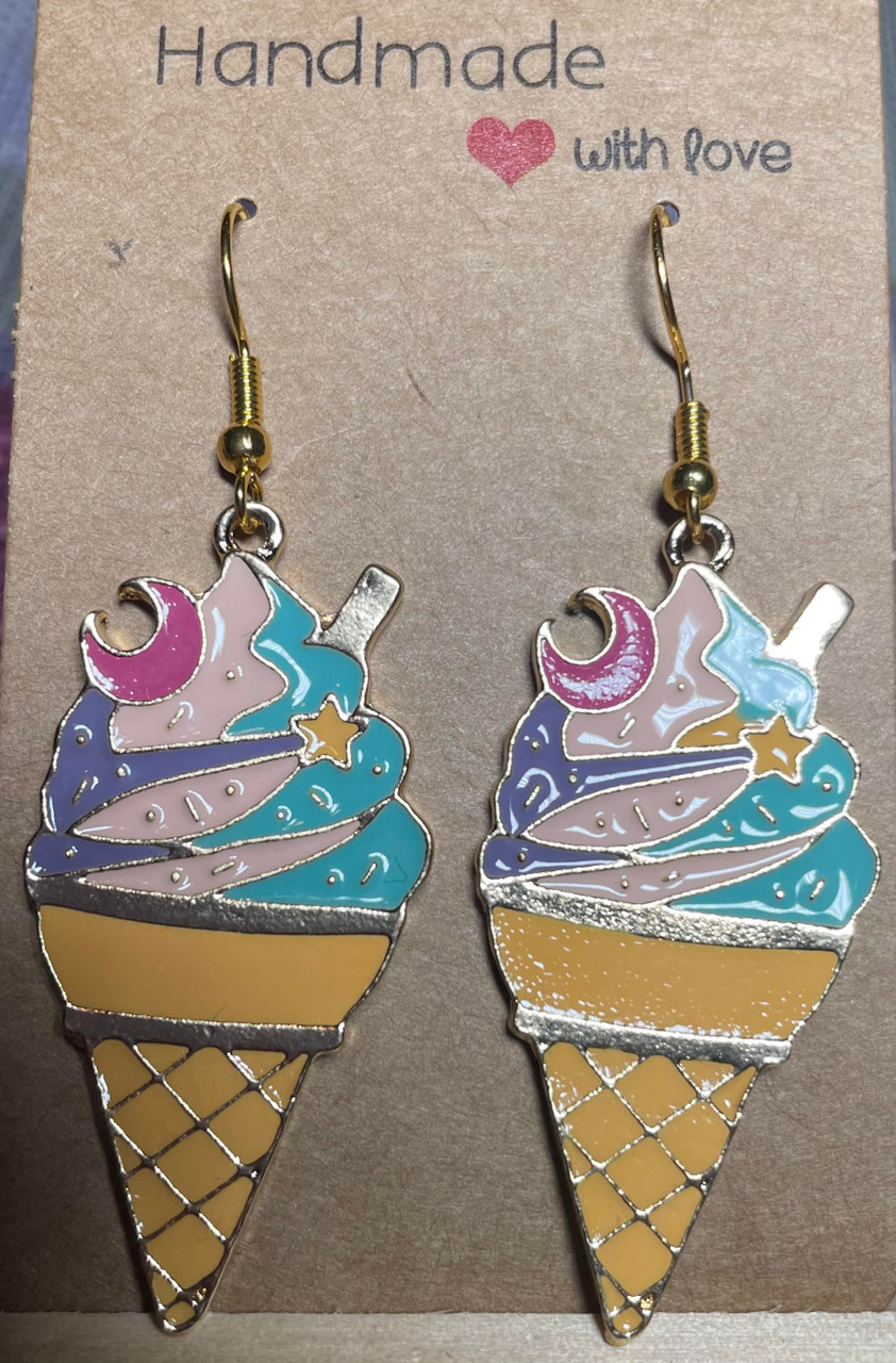 HANDMADE Ice Cream Charm Hook Earrings - Totally Kidz & Gifts