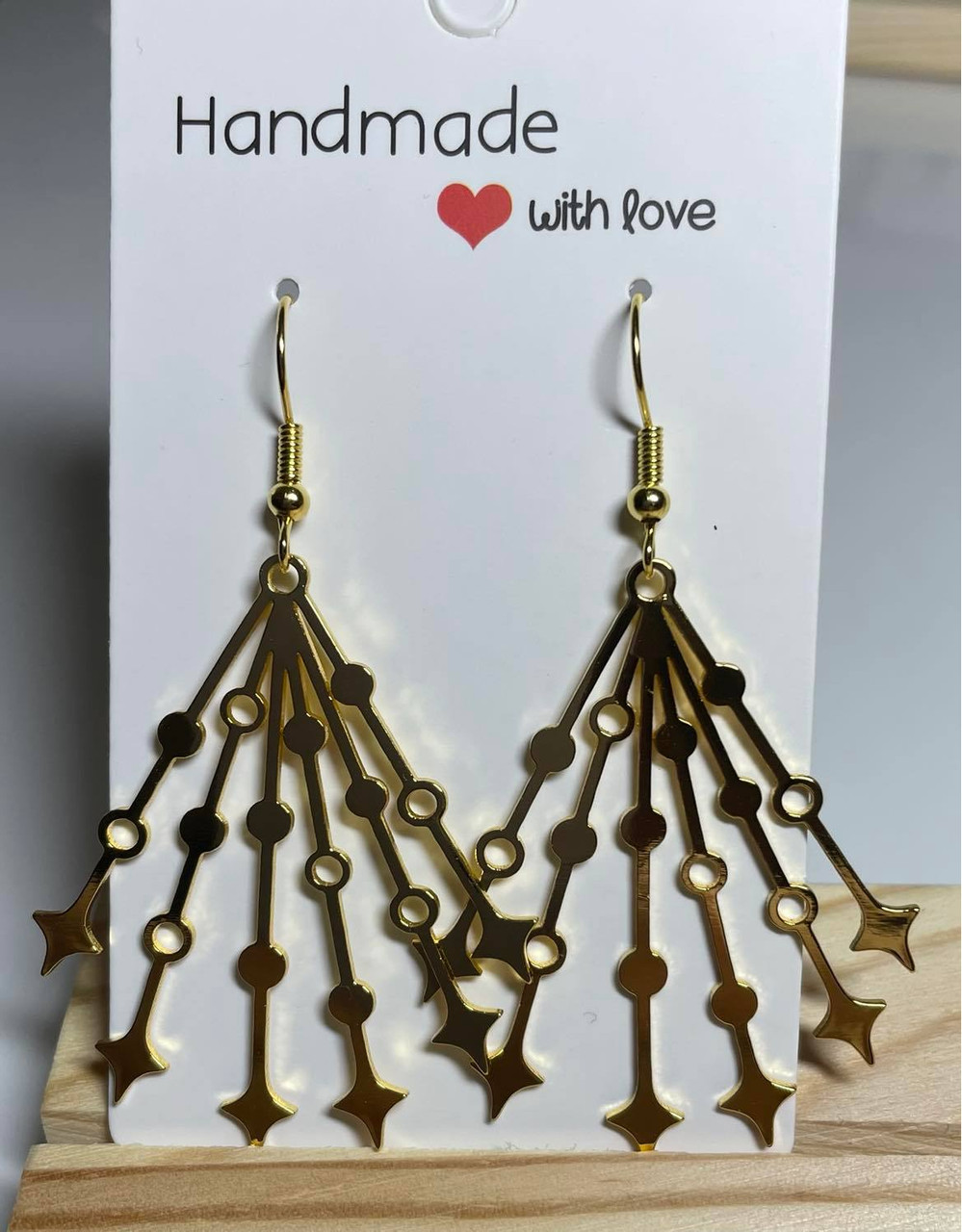 HANDMADE - Pair Gold Plated Pointy Circles - Drop Hook Earrings ...