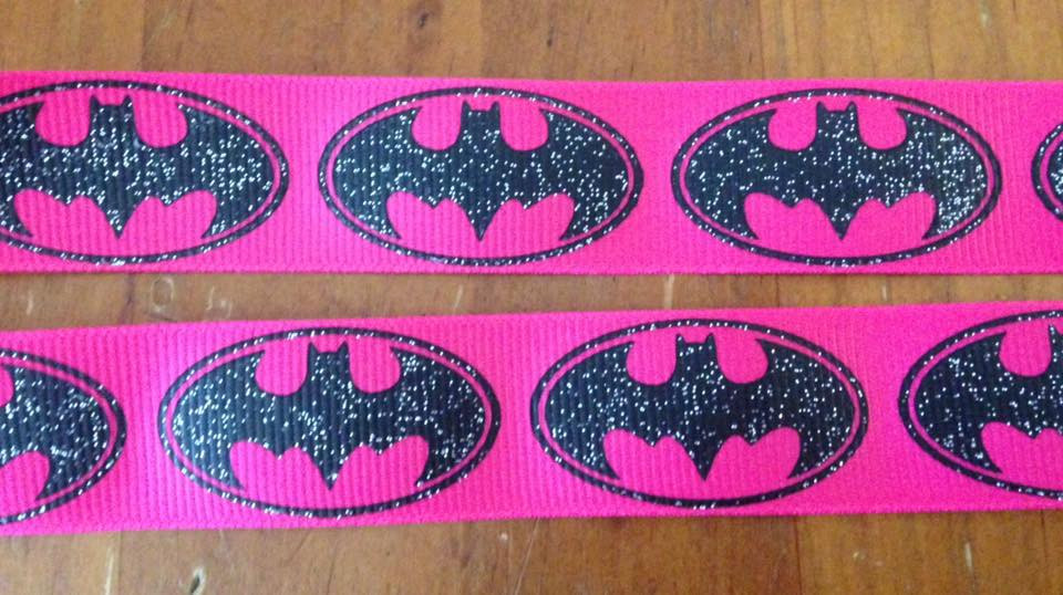 Pink Batman Glitter 22mm ribbon - Totally Kidz