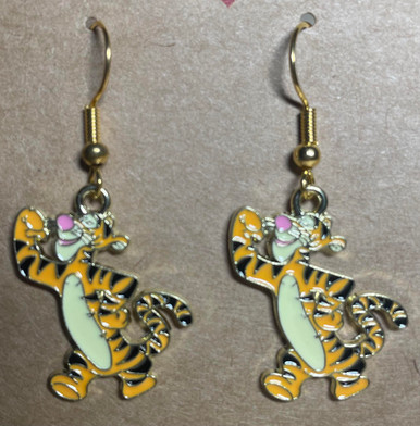 Handmade Tigger Character Charm - Drop Hook Earrings - Totally Kidz & Gifts