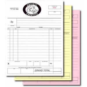 Carbonless Forms. Custom, Multi part , 20lb weight stock