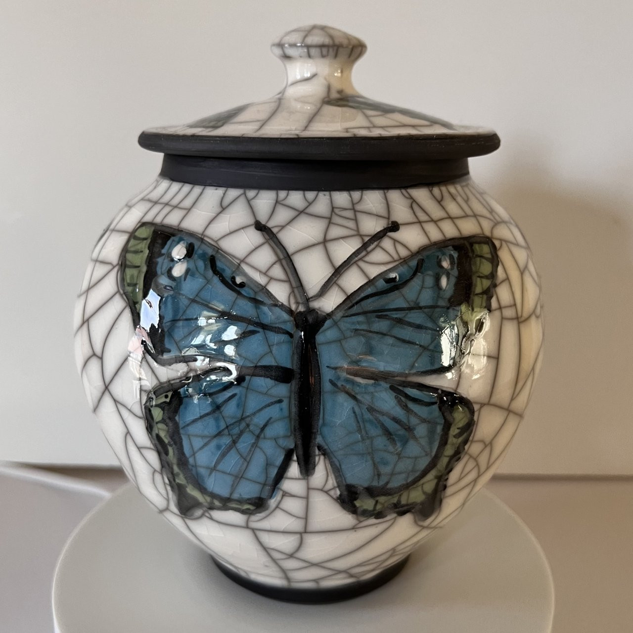 Butterfly Ceramic Cremation Urn with Blue Butterflies - Spiritpet Urns