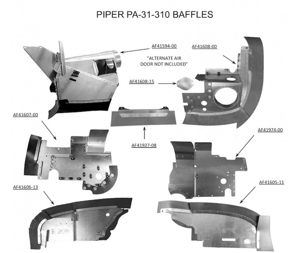 Piper PA-31-310 Navajo Engine Bafffle Kit. Aircraft Engine Baffles from ...