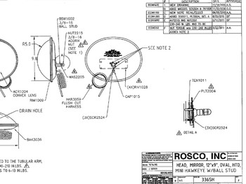 3365, Mini Hawk-Eye Mirror Head with Ball Stud Mount