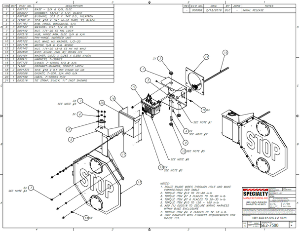 SE27500-SP, Electric Stop Arm Assembly
