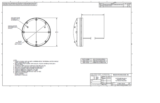 2-1080-1100, 1080 Series Halogen Warning Light 1 Wire (Yellow)