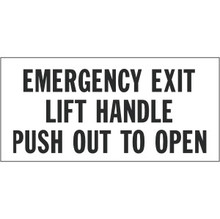 SB106, Decal Emergency Exit Lift Handle - Black On Clear - 7" x 3 1/4"
