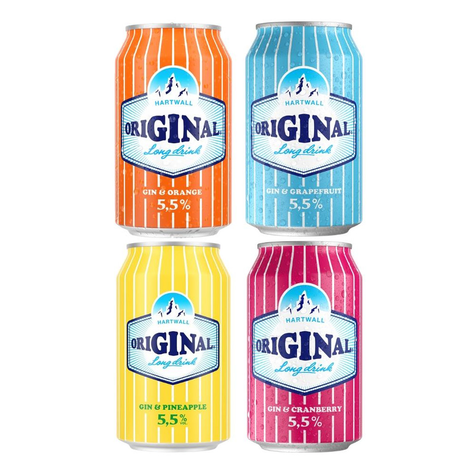 Hartwall Original Long Drink Mixed Case 24 x 330ml Can with FREE Bar ...