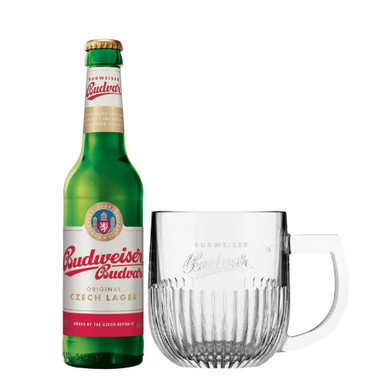 Budweiser Budvar Original Czech Premium Lager 20 x 500ml with FREE Glass