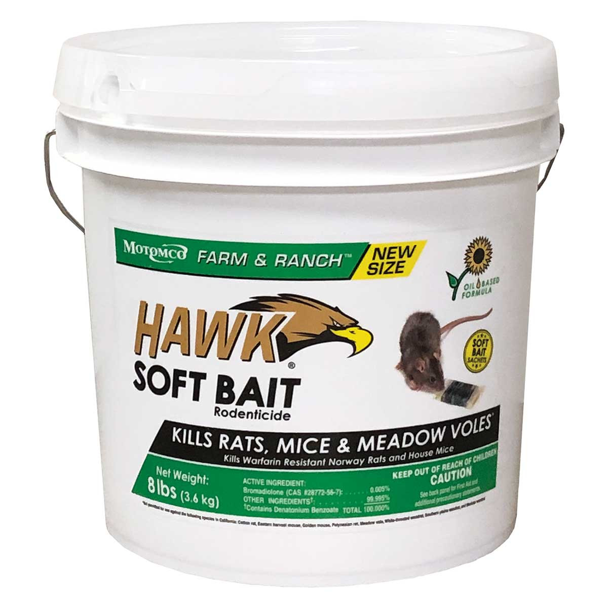 Hawk® Rat and Mouse Soft Bait, 8 lb, Pail