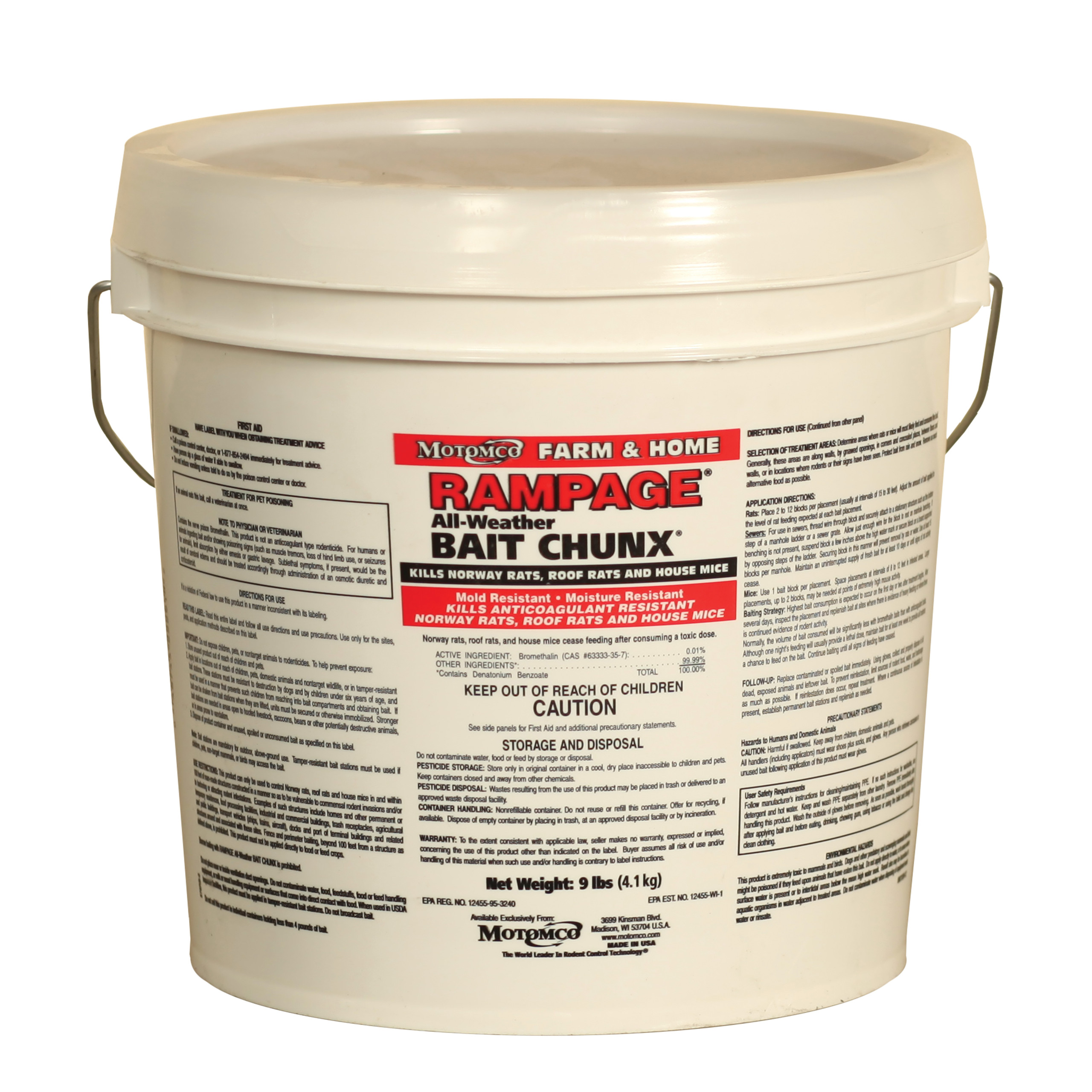 Rampage® Rat & Mouse Bait Chunk, 9 lb, Pail, Chunx