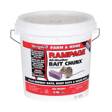 Rampage® Rat and Mouse Bait, 4.033 lb, Pail, Chunx