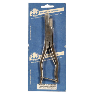 Medium V-Shape Jaw Ear Notcher, 0.71 in Cutting, Stainless Steel Handle