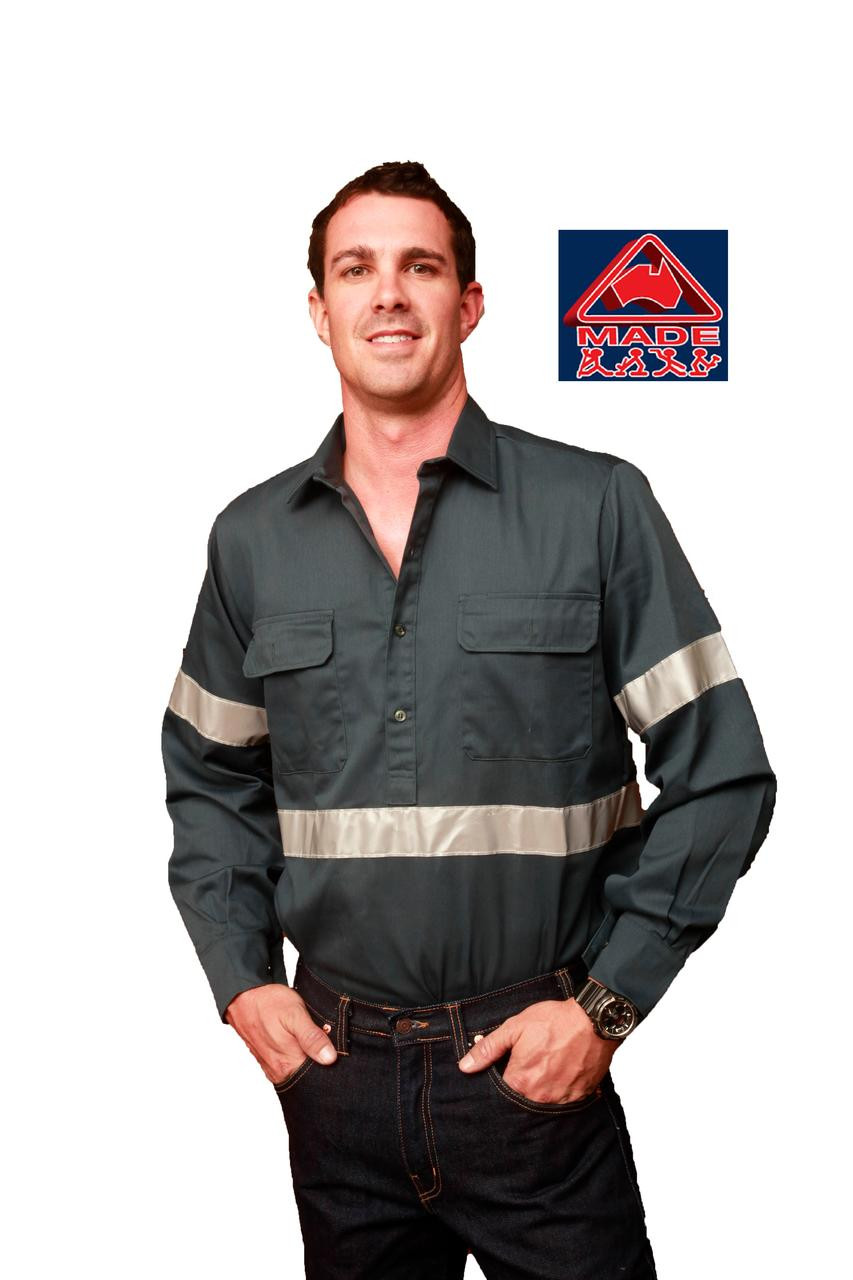 Copperhead Men's Green Reflective Long Sleeve/Closed Front Shirt