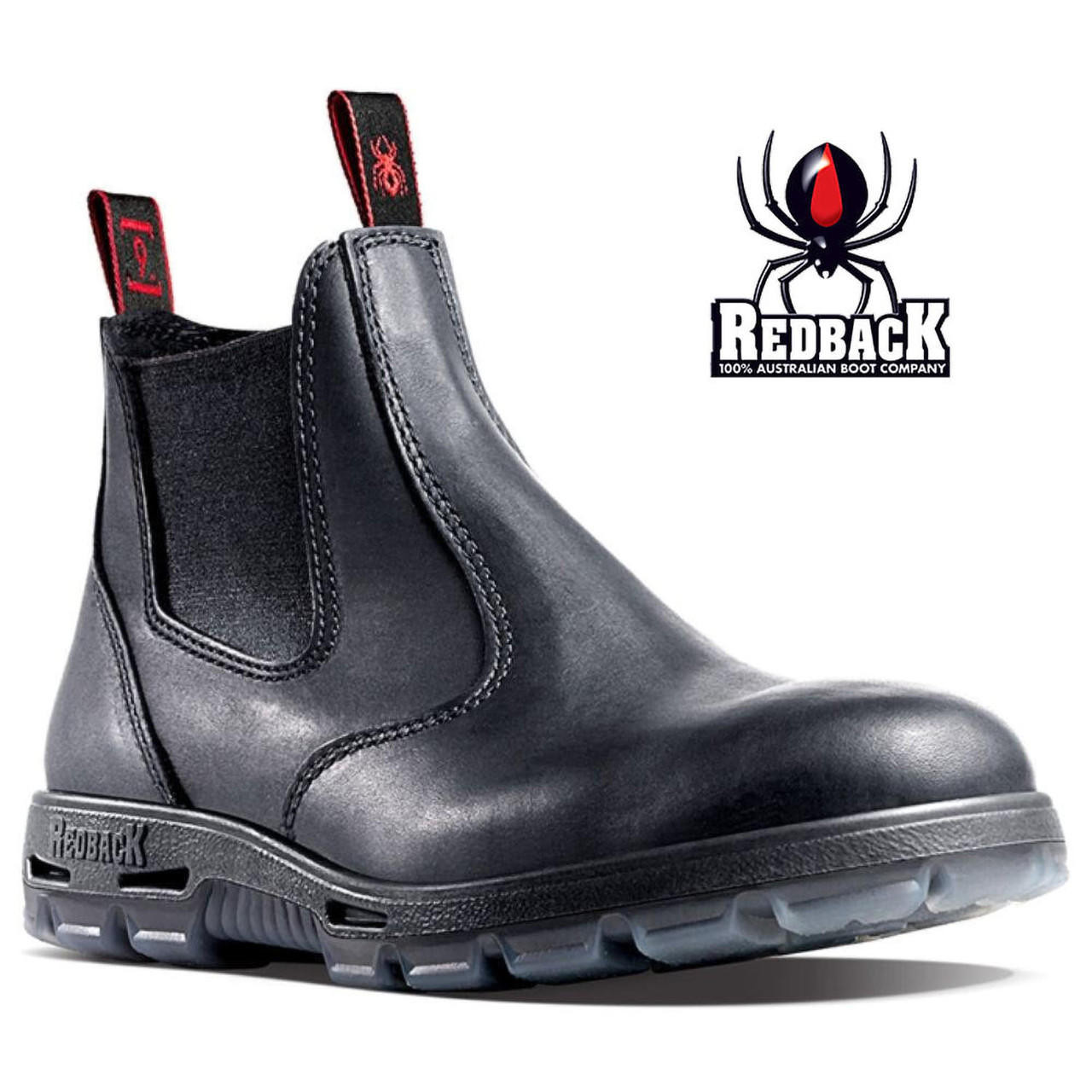Redback Bobcat Elastic Side Soft Toe Black Kip Leather UBBK