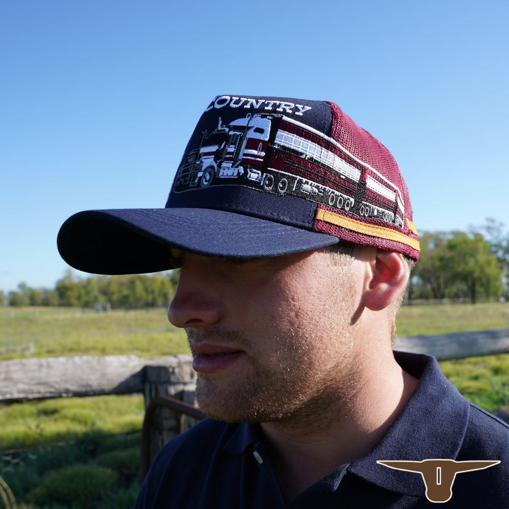 Born Out Here Triple Country Cap in Navy/Maroon