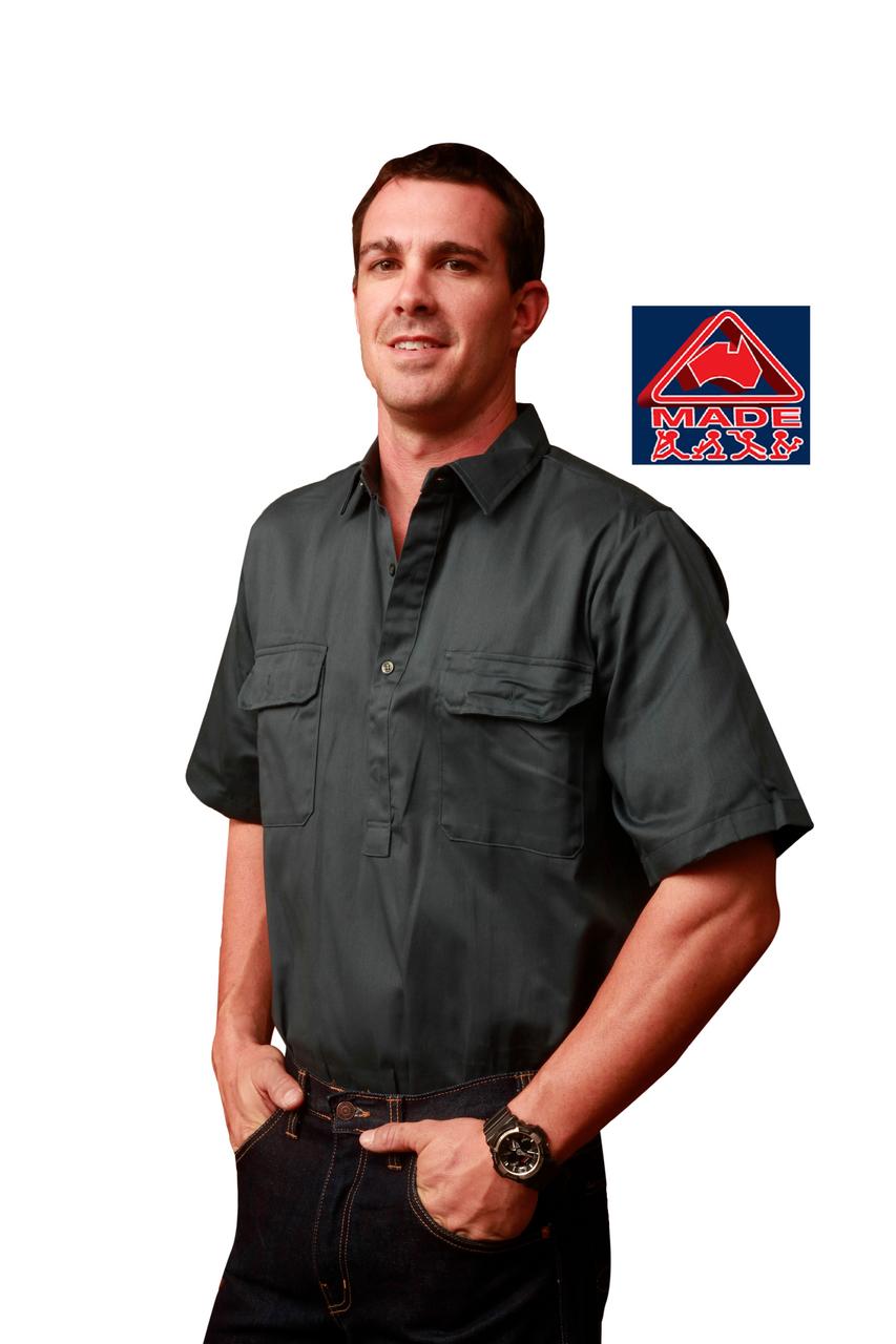 Copperhead Men's Dark Green Short Sleeve/Closed Front