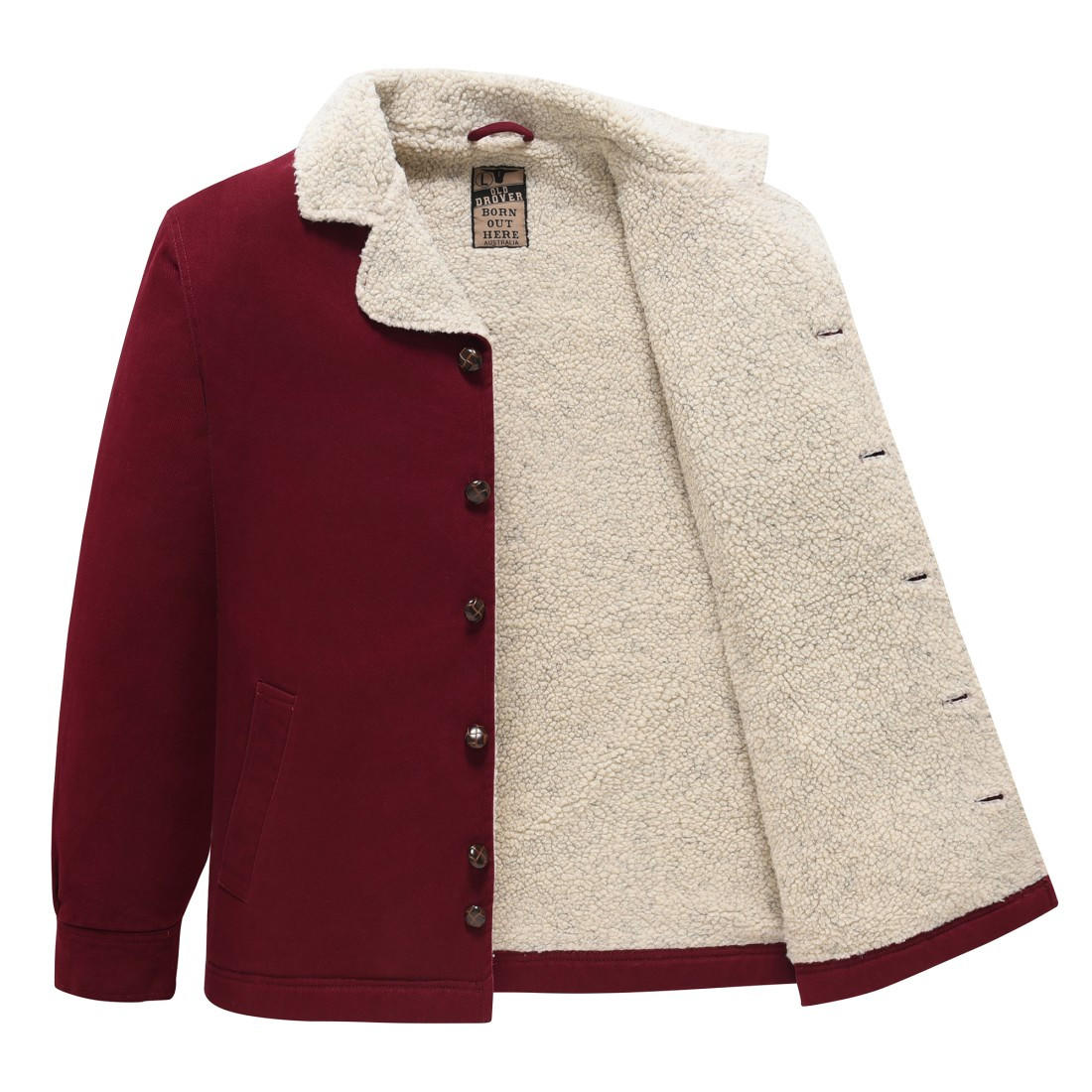 Born Out Here Old Drover Jacket In Claret - Golders Toowoomba