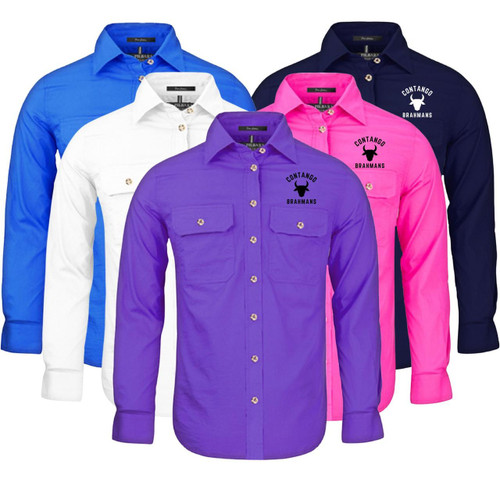 FREE EMBROIDERY - Ladies Open Front Long Sleeve Shirts (Min 20 ...