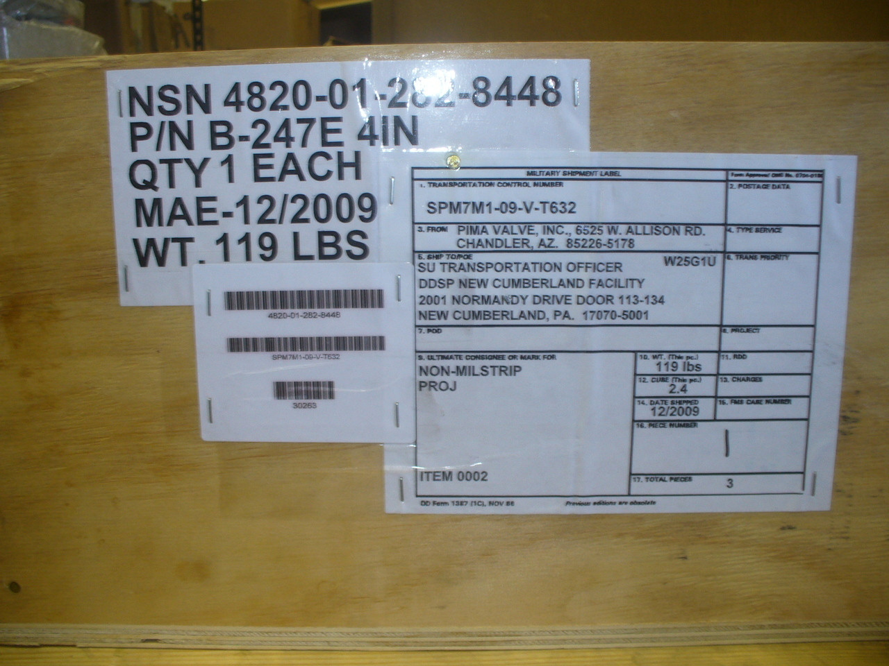 PIMA Angle Valve P/N B-247E Size: 4" IN NSN 4820012828448 Name Value ...