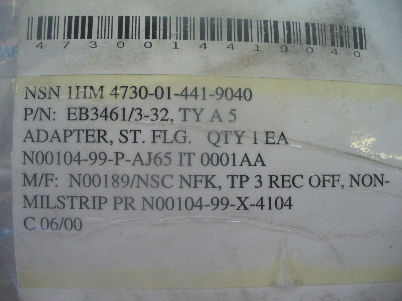 Aeroquip Adapter Straight Straight To Hose P/N EB3461/3-32 NSN ...