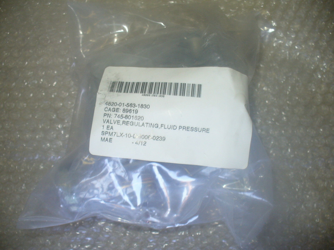 BENDIX VALVE,REGULATING,FLUID PRESSURE P/N 801620 NSN 4820015631830 ...