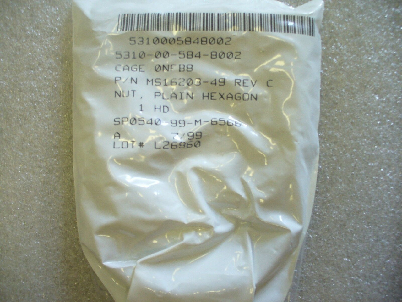 NUT,PLAIN,HEXAGON P/N MS16203-49 NSN 5310005848002 Name Value NUT STYLE ...