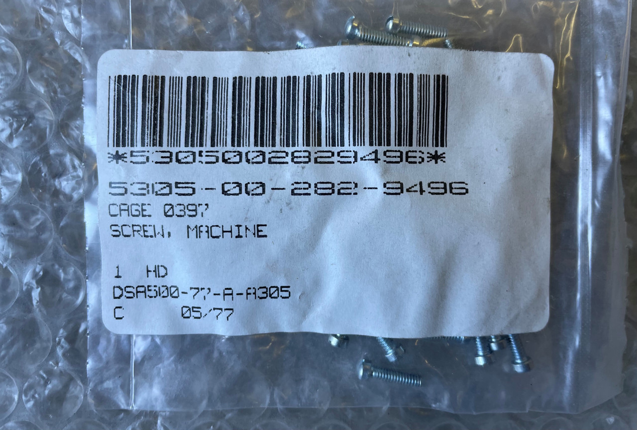 SCREW,MACHINE P/N AN500A3-6 NSN 5305002829496 Name Value FASTENER ...
