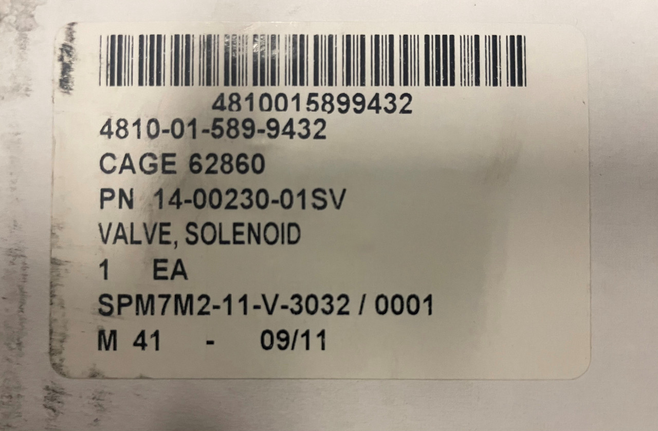 CARRIER VALVE, SOLENOID P/N 14-00230-01SV NSN 4810015899432 Name Value ...