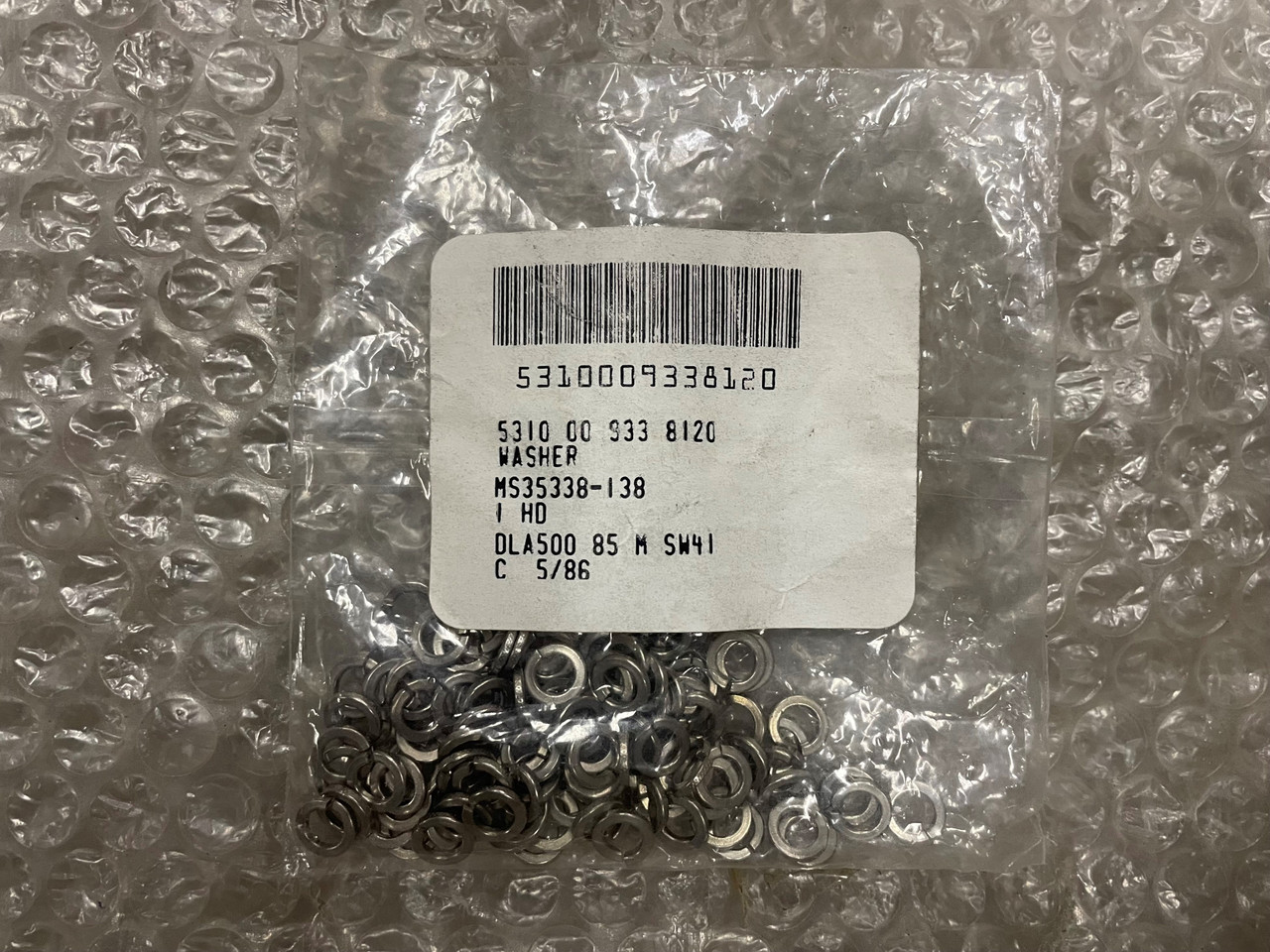 MILITARY STANDARDSWASHER LOCK P/N MS35338-138 (1HD) NSN 5310009338120 ...