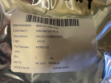 DH INSTRUMENTS VALVE CALIBRATED FLOW P/N 400902-02 NSN 4820015087265 ...