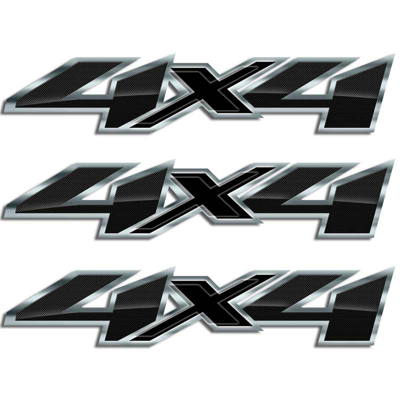 Carbon Fiber Chevy Silverado Black 4x4 Truck Decals
