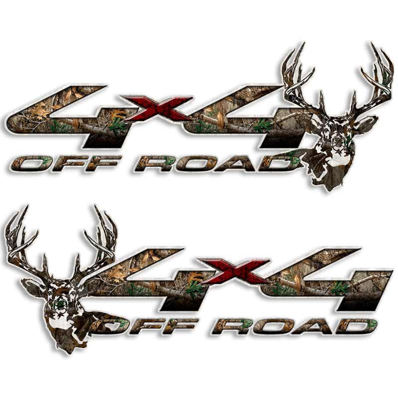 4x4 F250 Super Duty Camouflage Whitetail Deer Truck Decal Set