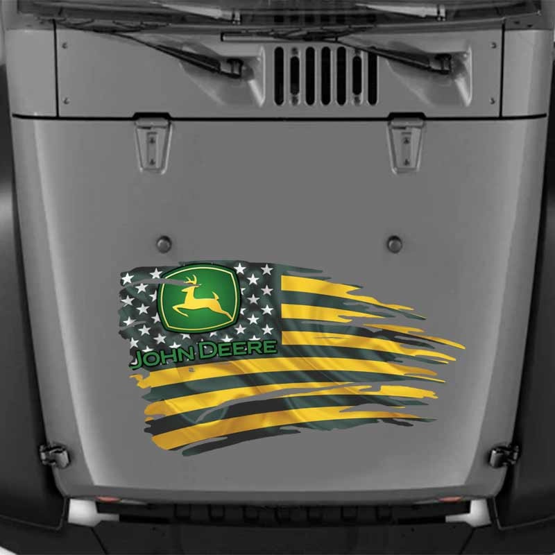 Distressed John Deere Flag Decal Set