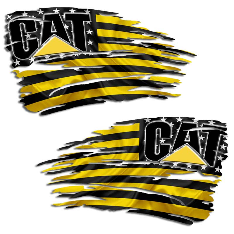 CAT Construction American Flag Decal Set