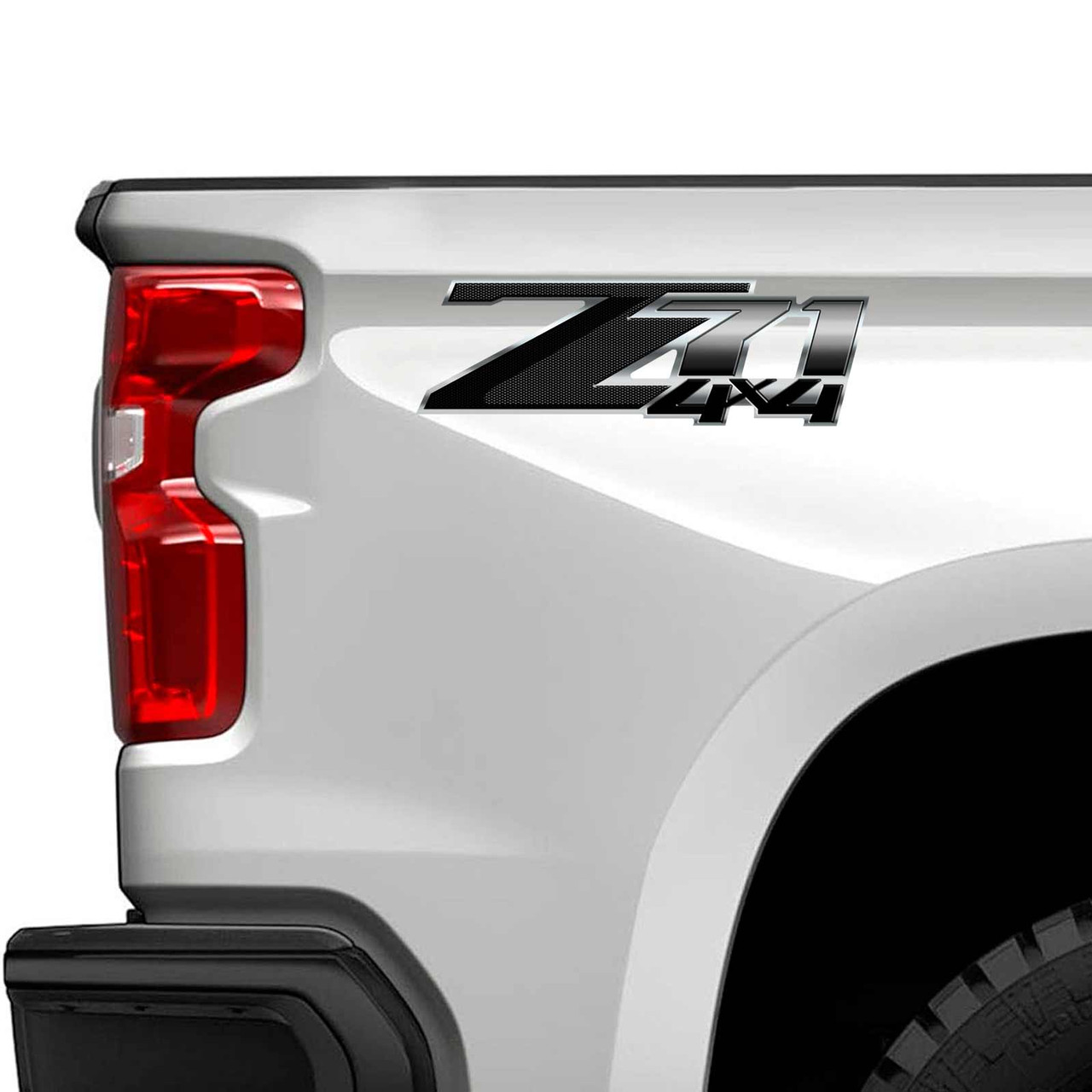 Chevy Silverado Z71 Black Carbon Fiber Truck Decal Set | 4x4 Stickers